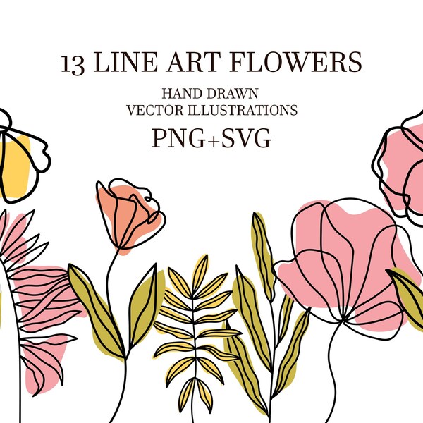 Floral Line Art - Etsy