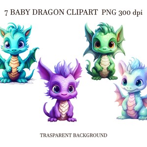 Baby Dragon Clipart, Colorful Baby Dragon Clipart, Fantasy Dragon Set ...