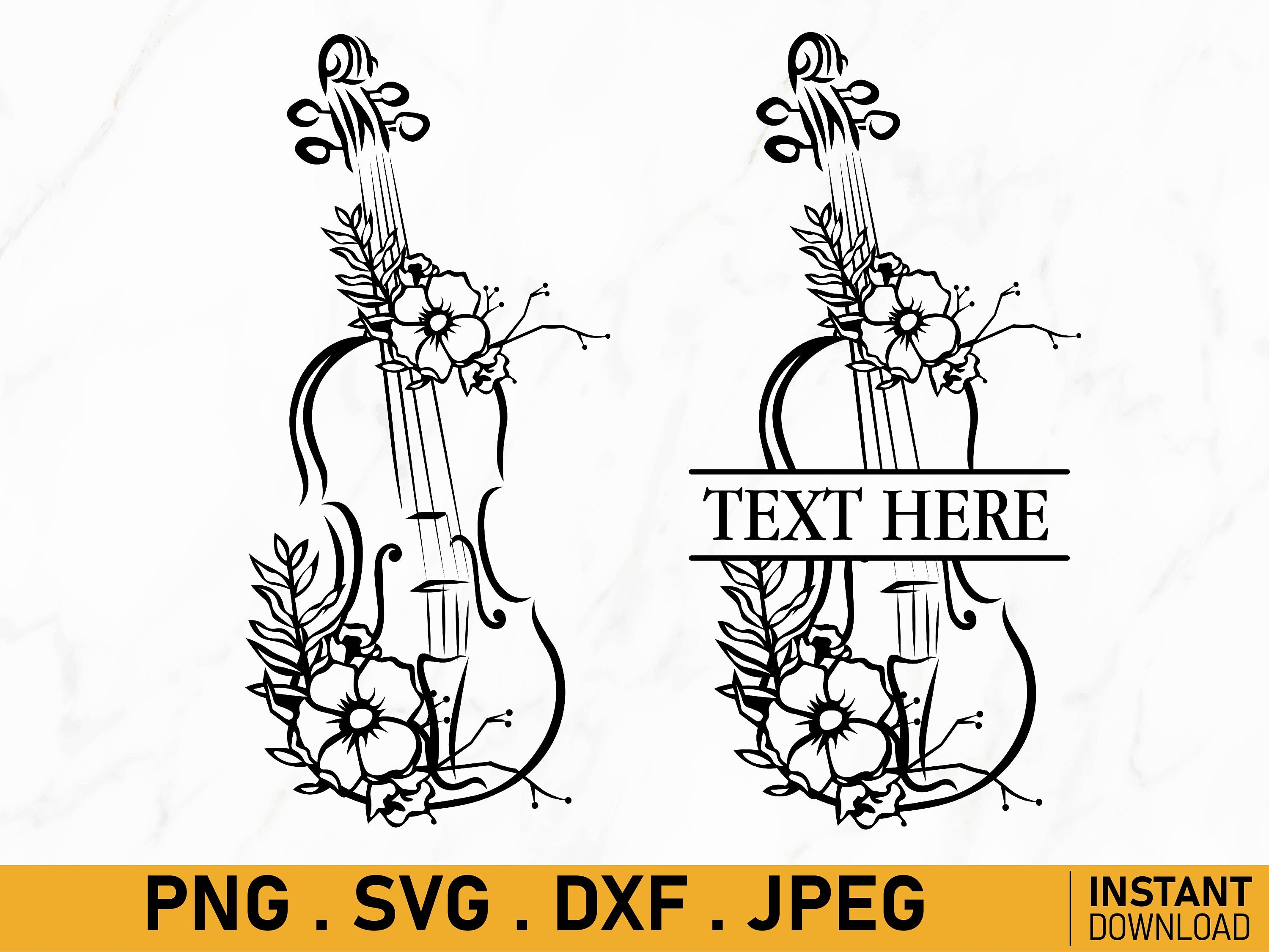Violin Svg Floral Violin Svg Bundle Violin Split Monogram. - Etsy UK
