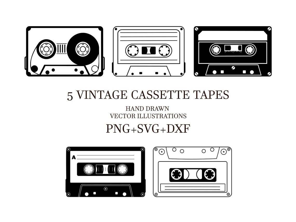 Cassette Tapes Svg, Retro Cassette Svg, Audio Cassette Dxf, Vintage ...