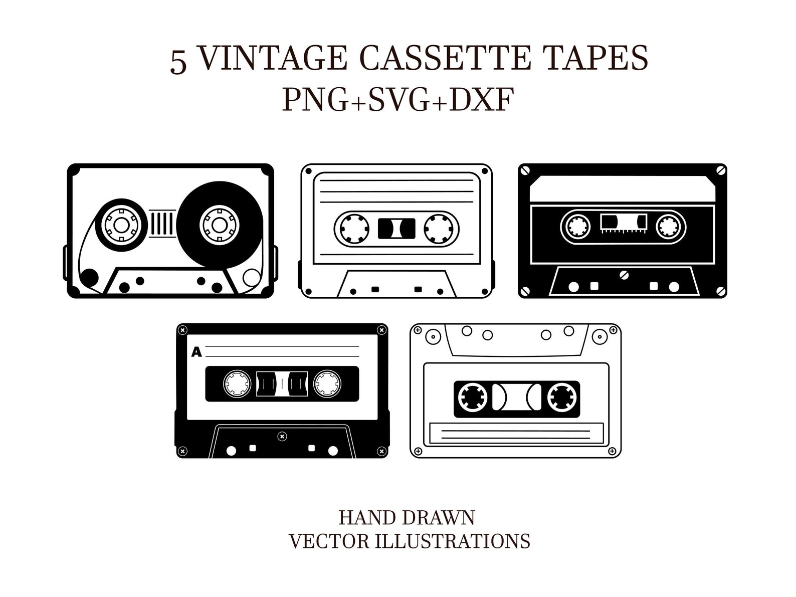 Cassette Tapes Svg Retro Cassette Svg Audio Cassette Dxf Vintage Tape Svg Vector