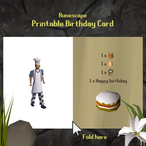 Runescape Birthday Card, OSRS Funny Digital Download Printable Gift ...