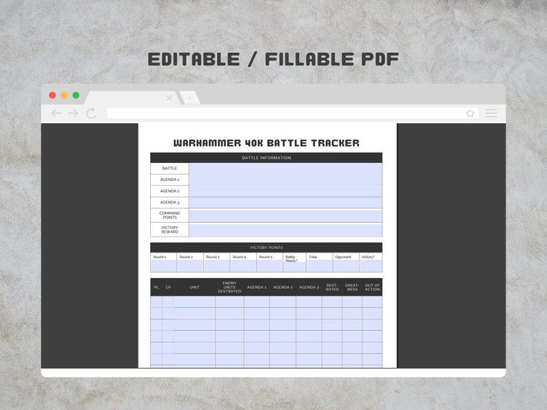 Warhammer 40K Battle Tracker Use as Printable or Editable - Etsy