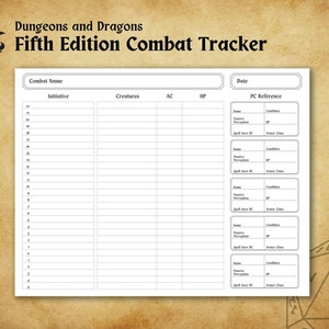 D&D 5e Combat Tracker Printable and Fillable PDF - Etsy Sweden