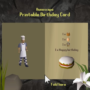 Runescape Birthday Card, OSRS Funny Digital Download Printable Gift ...
