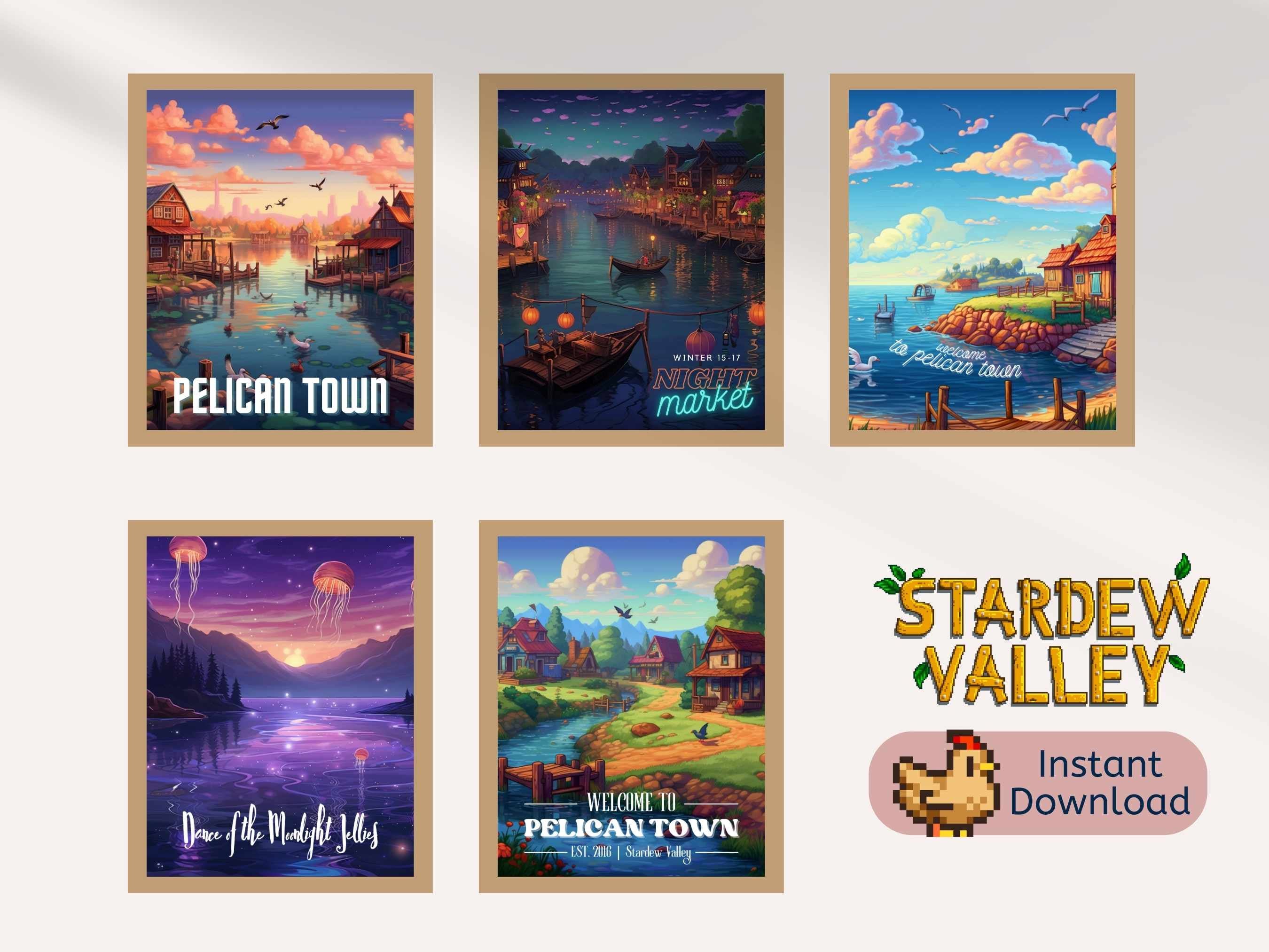 Stardew Valley Travel Poster Set of 5 Digital Download Art - Etsy