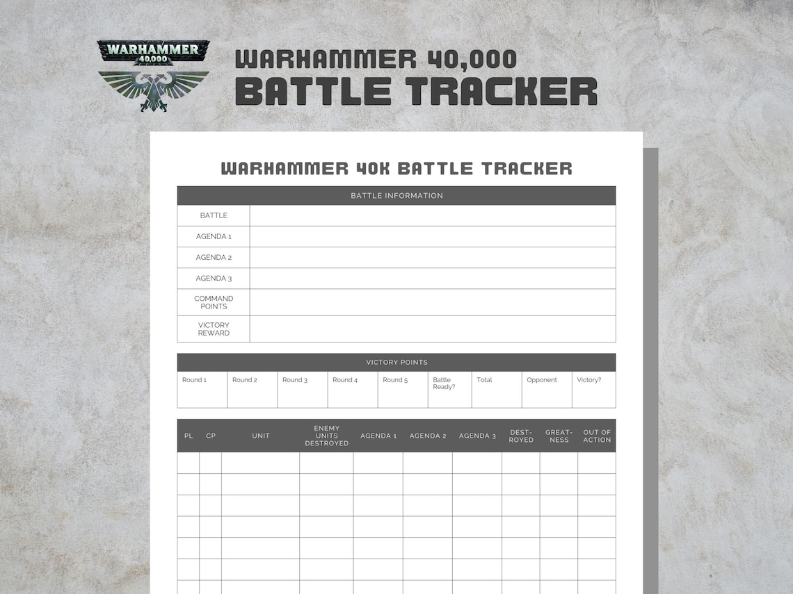 Warhammer 40K Battle Tracker Use as Printable or Editable - Etsy