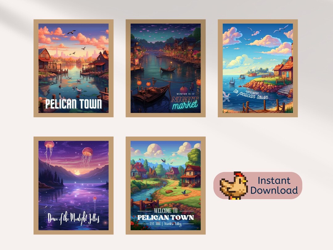 Stardew Valley Travel Poster | Set of 5 Digital Download Art Prints ...