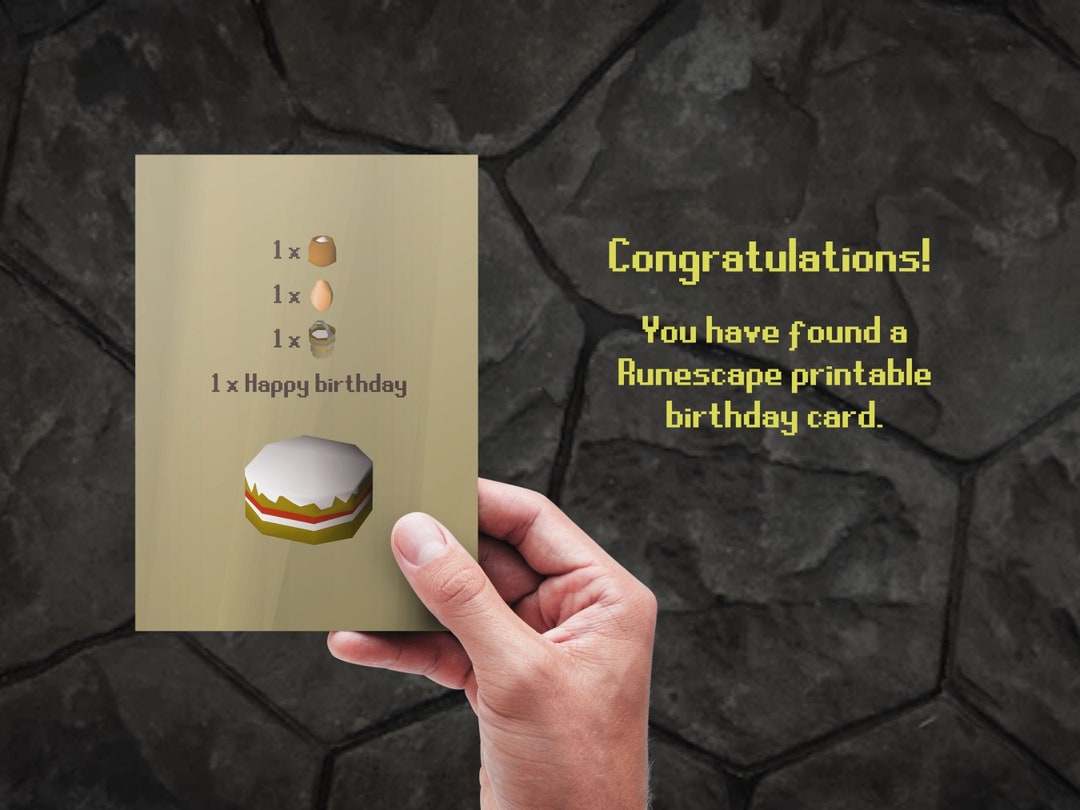 Runescape Birthday Card, OSRS Funny Digital Download Printable Gift ...