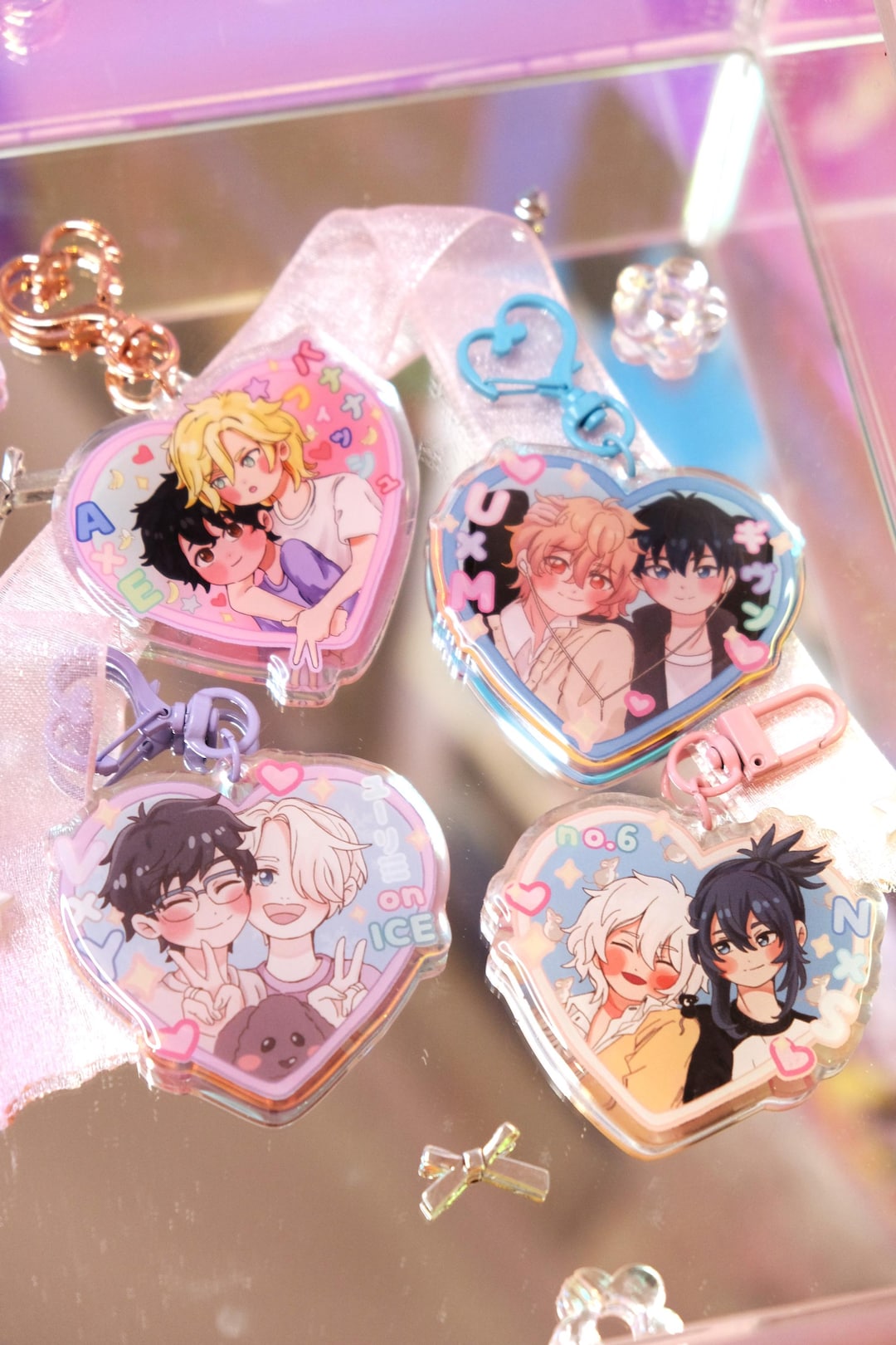 BL Yaoi Anime Couples Keychain - Holographic & Clear Epoxy - Etsy