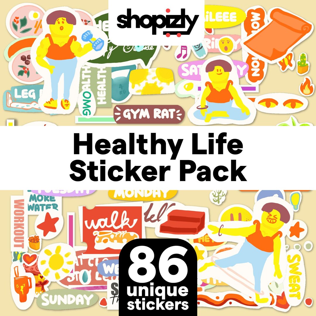 Hand-drawn Wellness Sticker Pack: Fitness, Yoga & Healthy Lifestyle ...