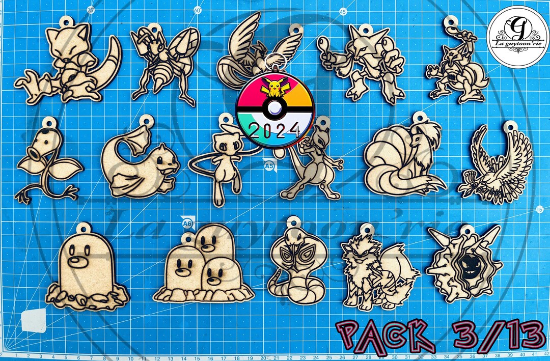 Pack 3/13 2024 Pokemon Keychains (16 Keychains Svg,png,dxf,pdf,ai ...