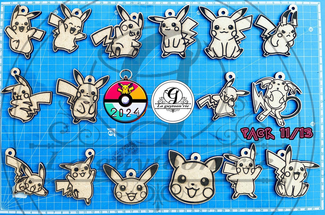 Pack 11/13 2024 Pokemon Keychains 16 Keychains Svg,png,dxf,pdf,ai ...