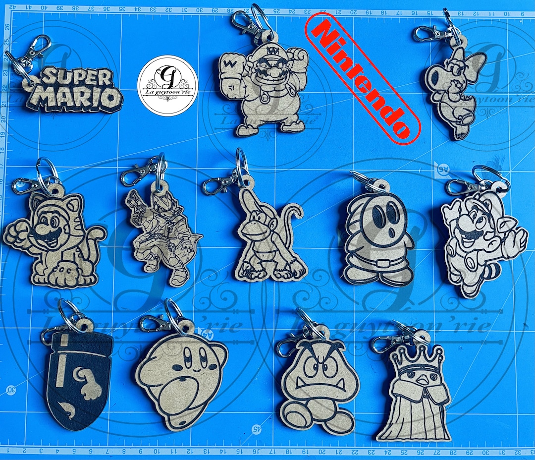 Mario Universe Keychains svg/png/ai/dxf/pdf/lighburn. 11 Characters 1 ...