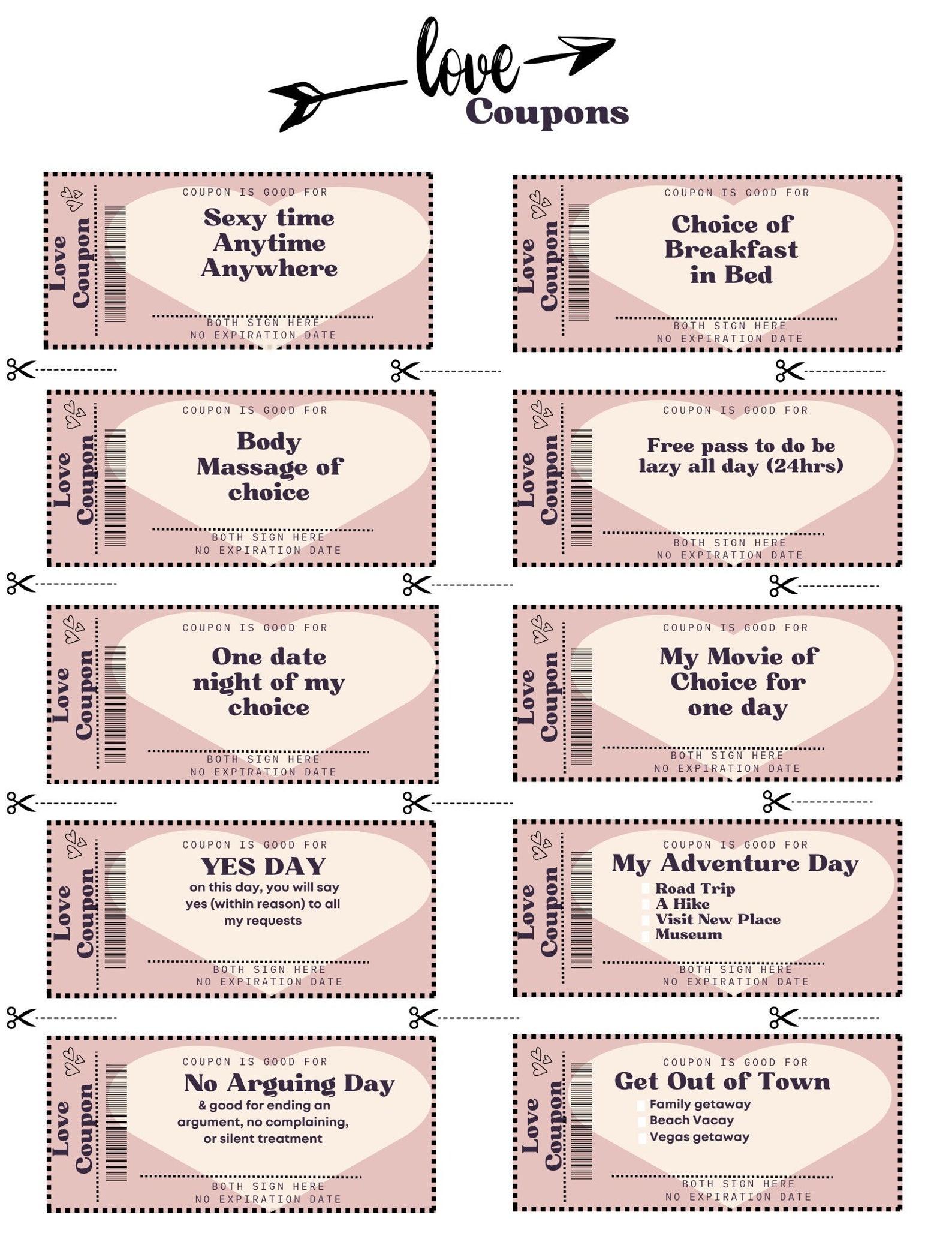 Printable Simple Cut Out Valentine Coupons - Etsy