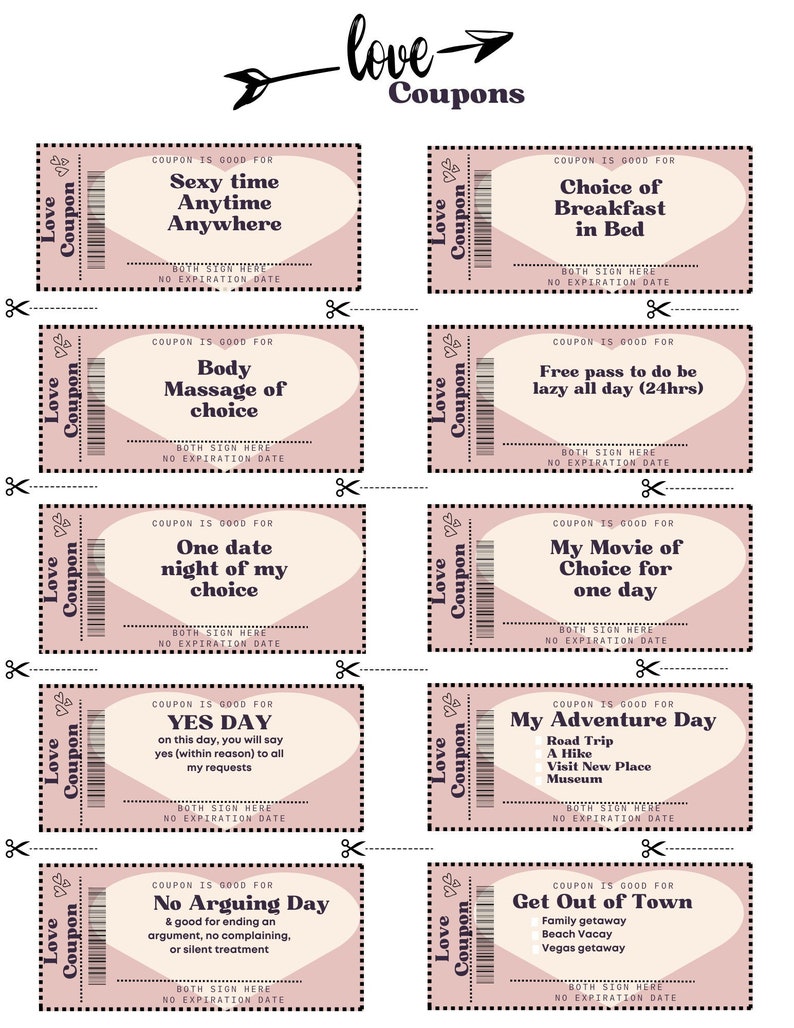 Printable Simple Cut Out Valentine Coupons - Etsy