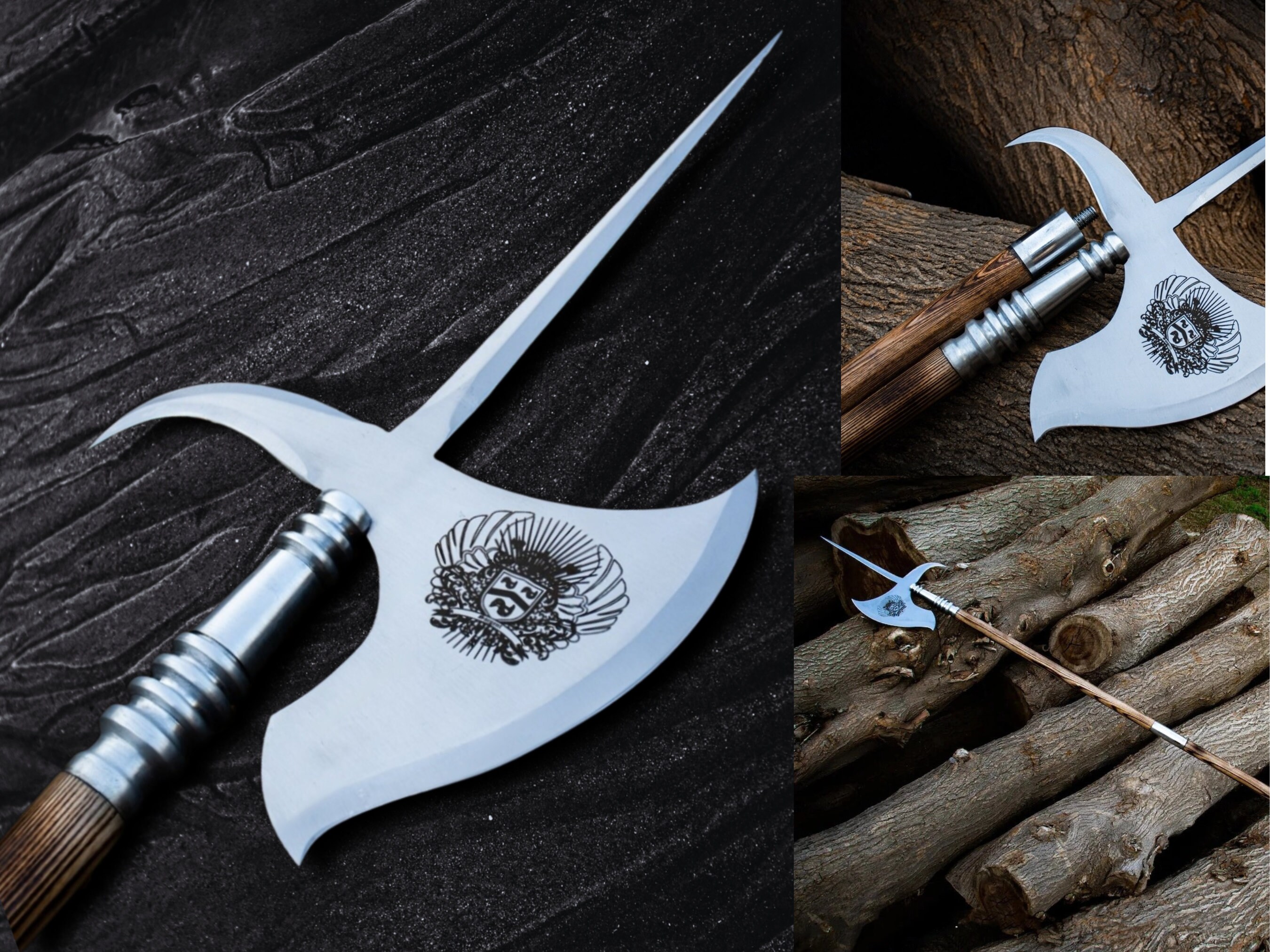 Viking Axe Medieval Halberd 75" Handmade Leviathan Axe Viking Decor ...