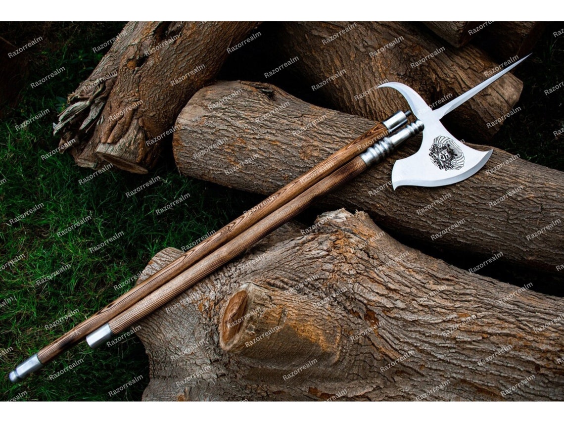 Viking Axe Medieval Halberd 75" Handmade Leviathan Axe Viking Decor ...