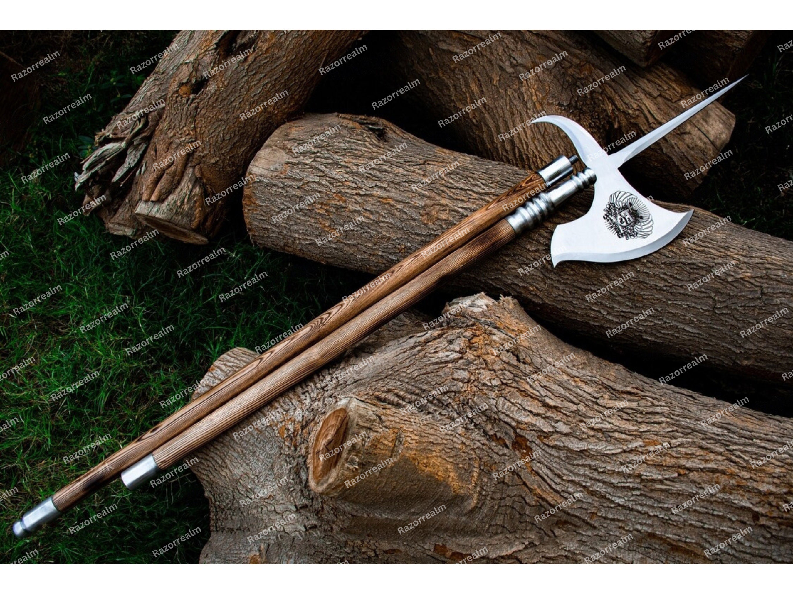 Viking Axe Medieval Halberd 75" Handmade Leviathan Axe Viking Decor ...