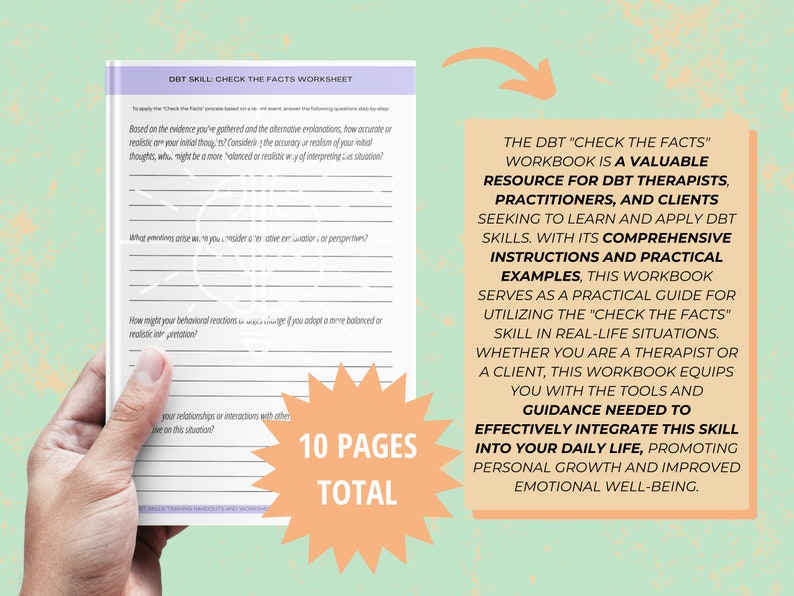 DBT Emotion Regulation Check the Facts Therapy Skills Guide, Mental ...