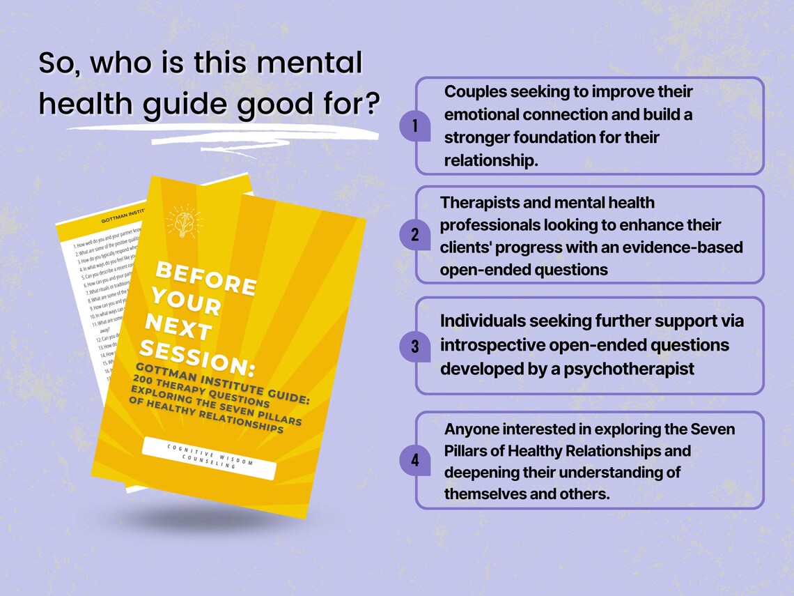 Couples Therapy Counseling Session Questions Guide, Gottman Institute ...