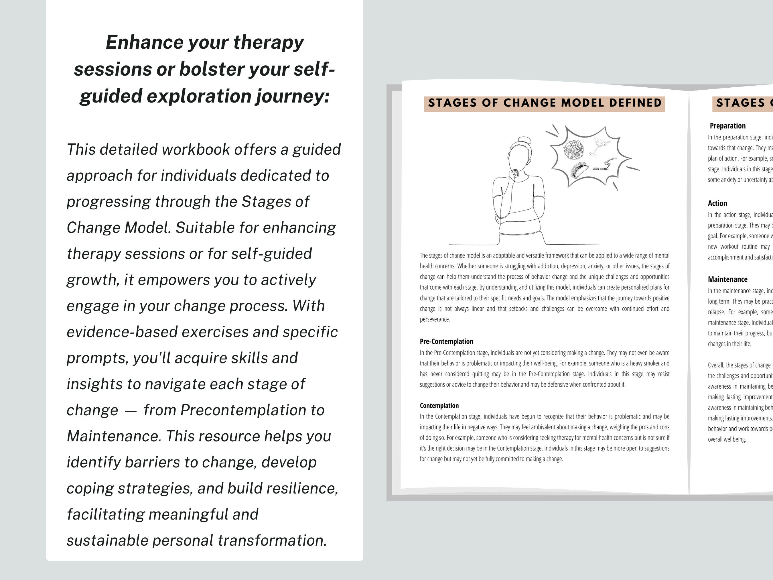 Stages of Change Mental Health Workbook, Therapy Worksheets, Addiction ...