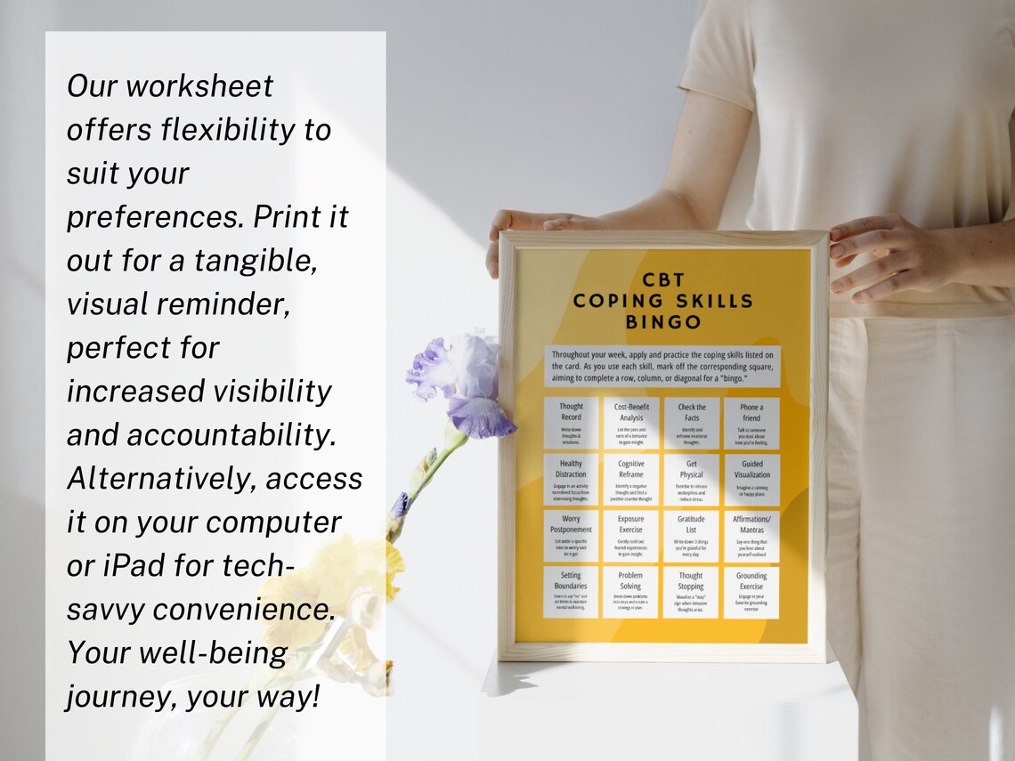 Coping Skills Bingo CBT Worksheet, Therapist Office Decor, Therapy Tool ...