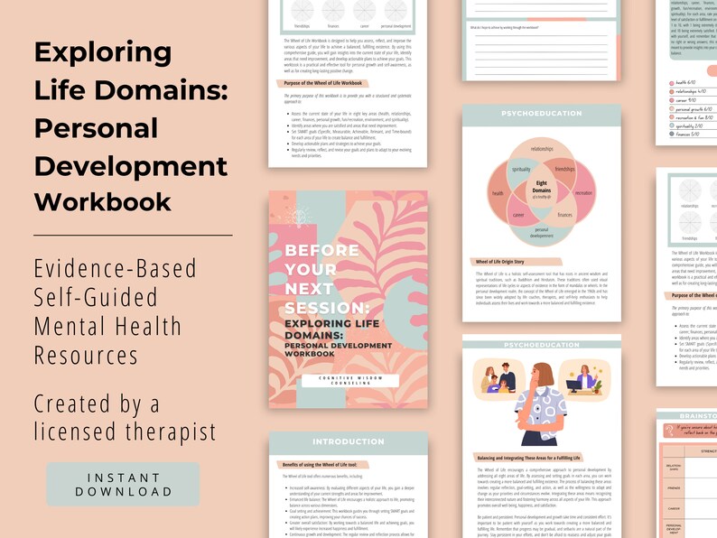 Personal Development Mental Health Workbook, Goal Setting, Life Domains ...