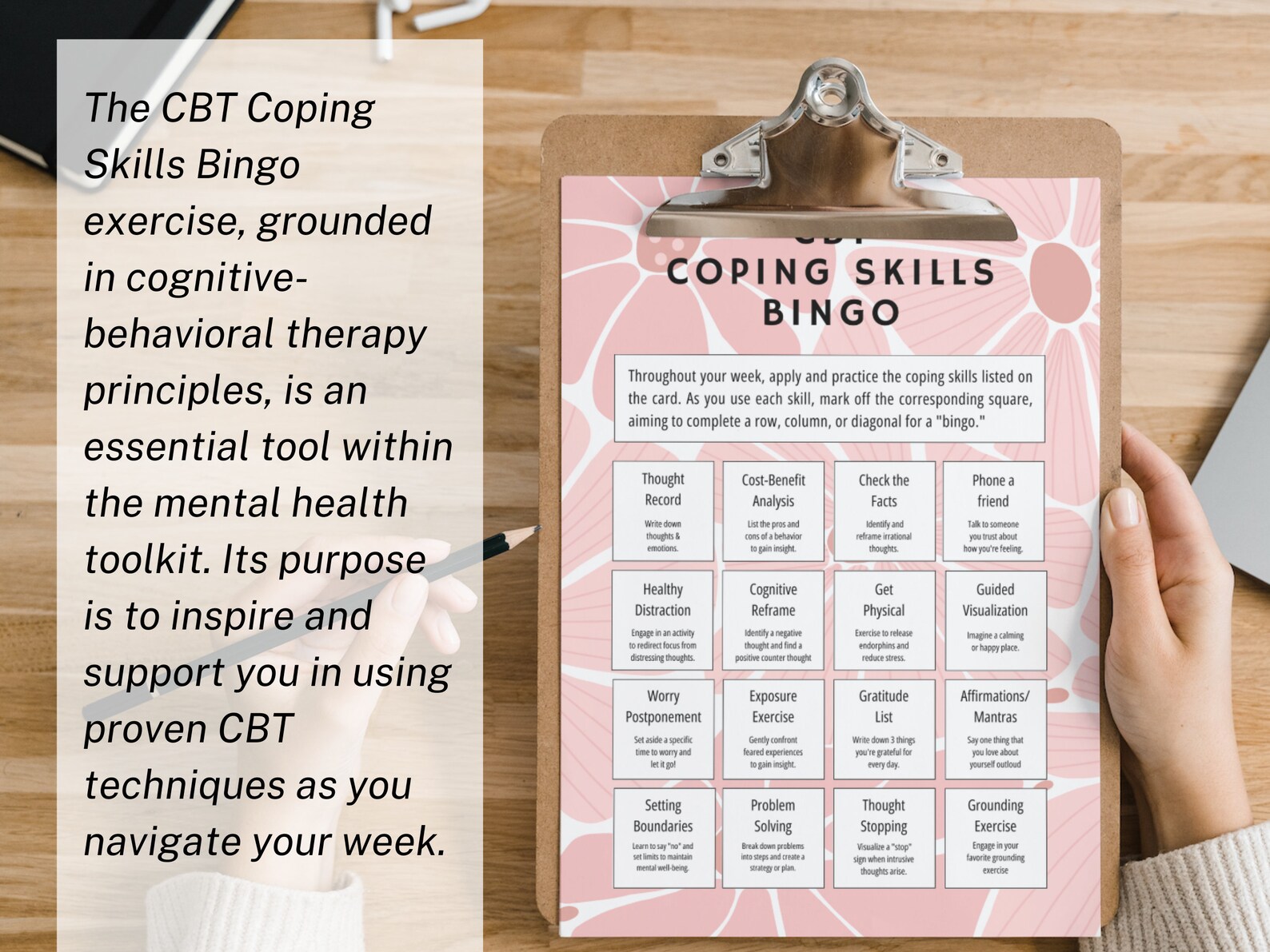 Coping Skills Bingo CBT Worksheet, Therapist Office Decor, Therapy Tool ...