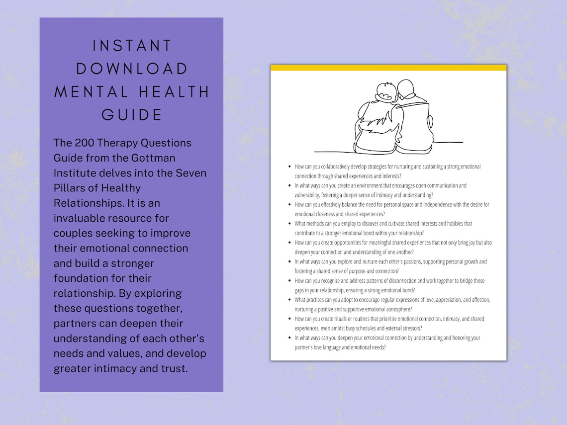 Couples Therapy Counseling Session Questions Guide, Gottman Institute ...