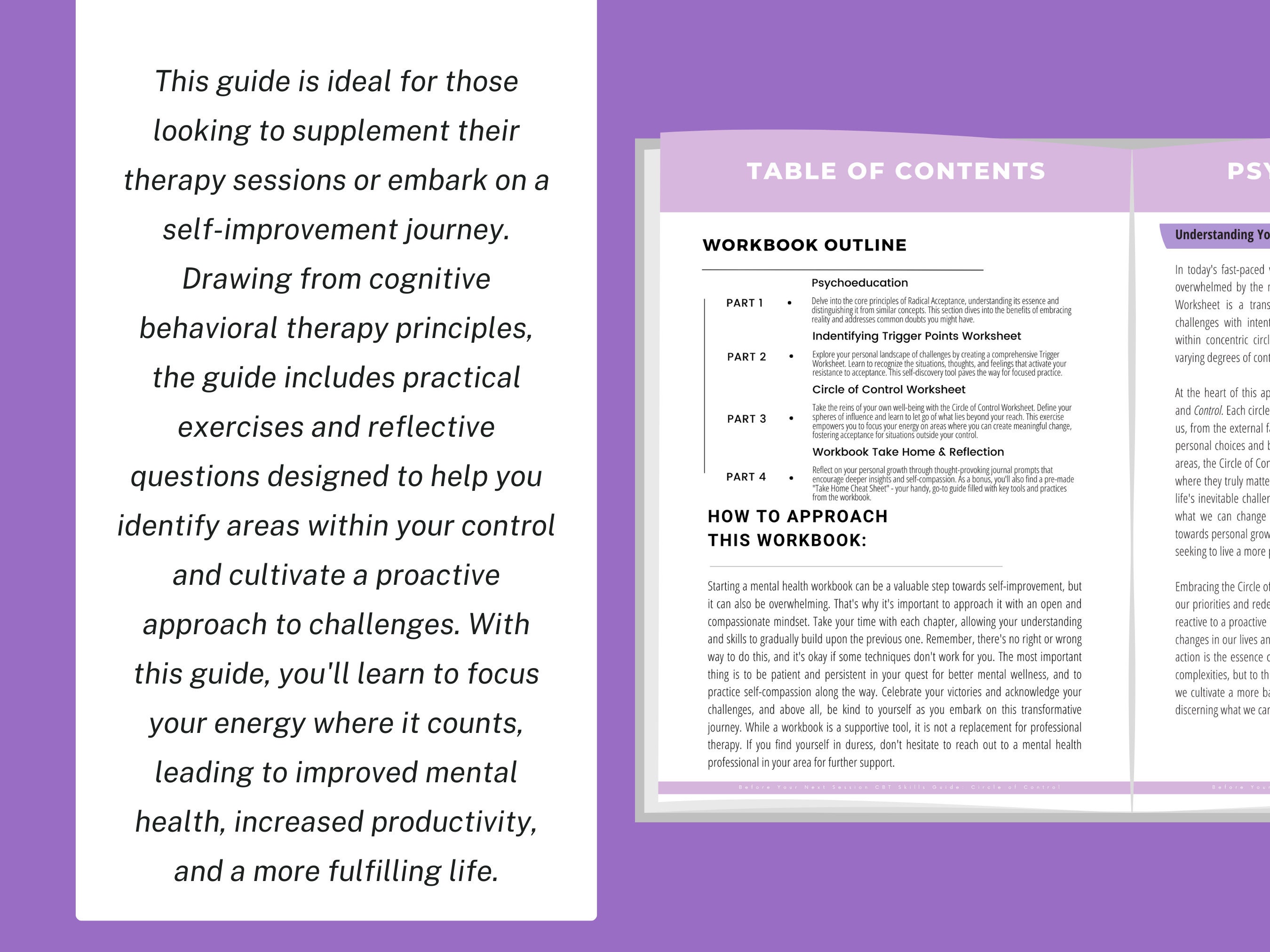 CBT Worksheets Circle of Control Mental Health Workbook, Therapy ...