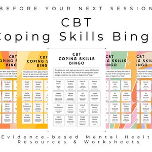 Coping Skills Bingo CBT Worksheet, Therapist Office Decor, Therapy Tool ...