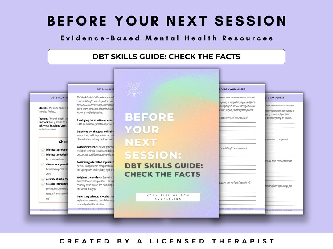 DBT Emotion Regulation Check the Facts Therapy Skills Guide, Mental ...