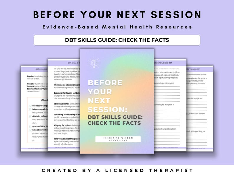 DBT Emotion Regulation Check the Facts Therapy Skills Guide, Mental ...