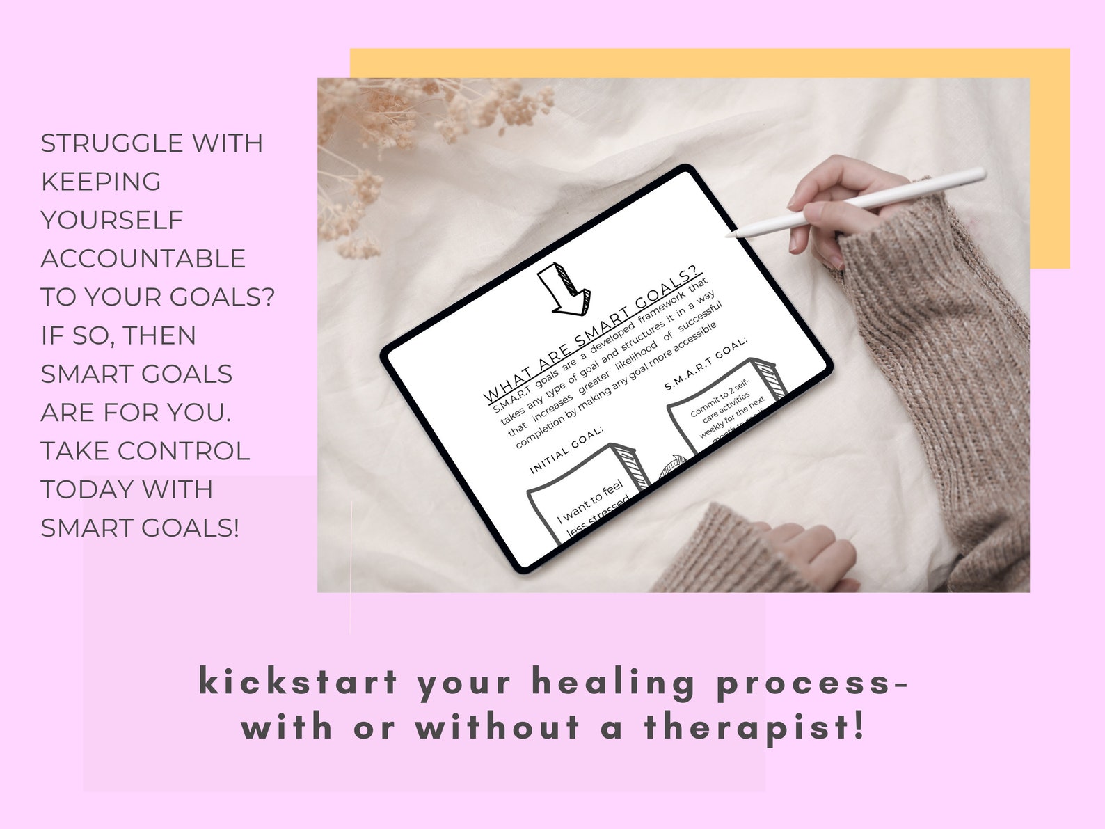 SMART Goals Mental Health Workbook, Goal Setting, Therapy Worksheet ...