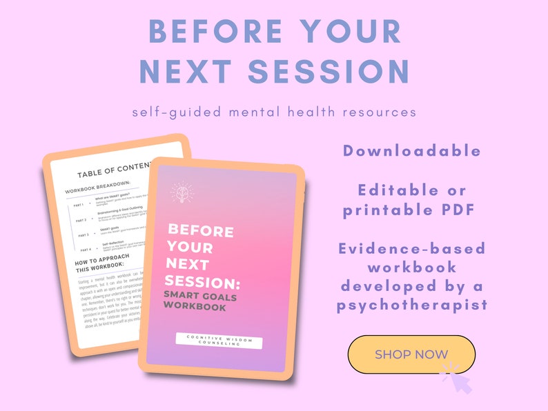 SMART Goals Mental Health Workbook, Goal Setting, Therapy Worksheet ...