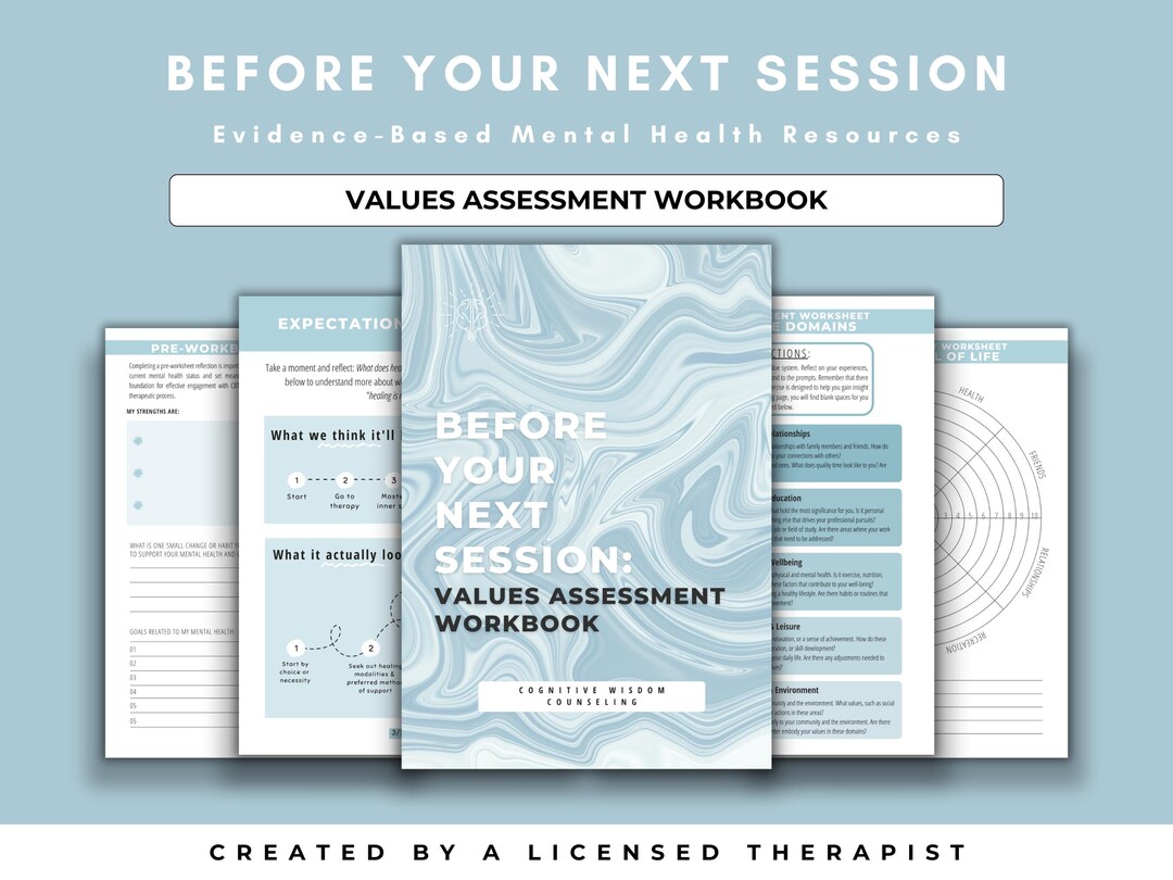 CBT Worksheets: Core Beliefs and Core Values Assessment, Therapy ...