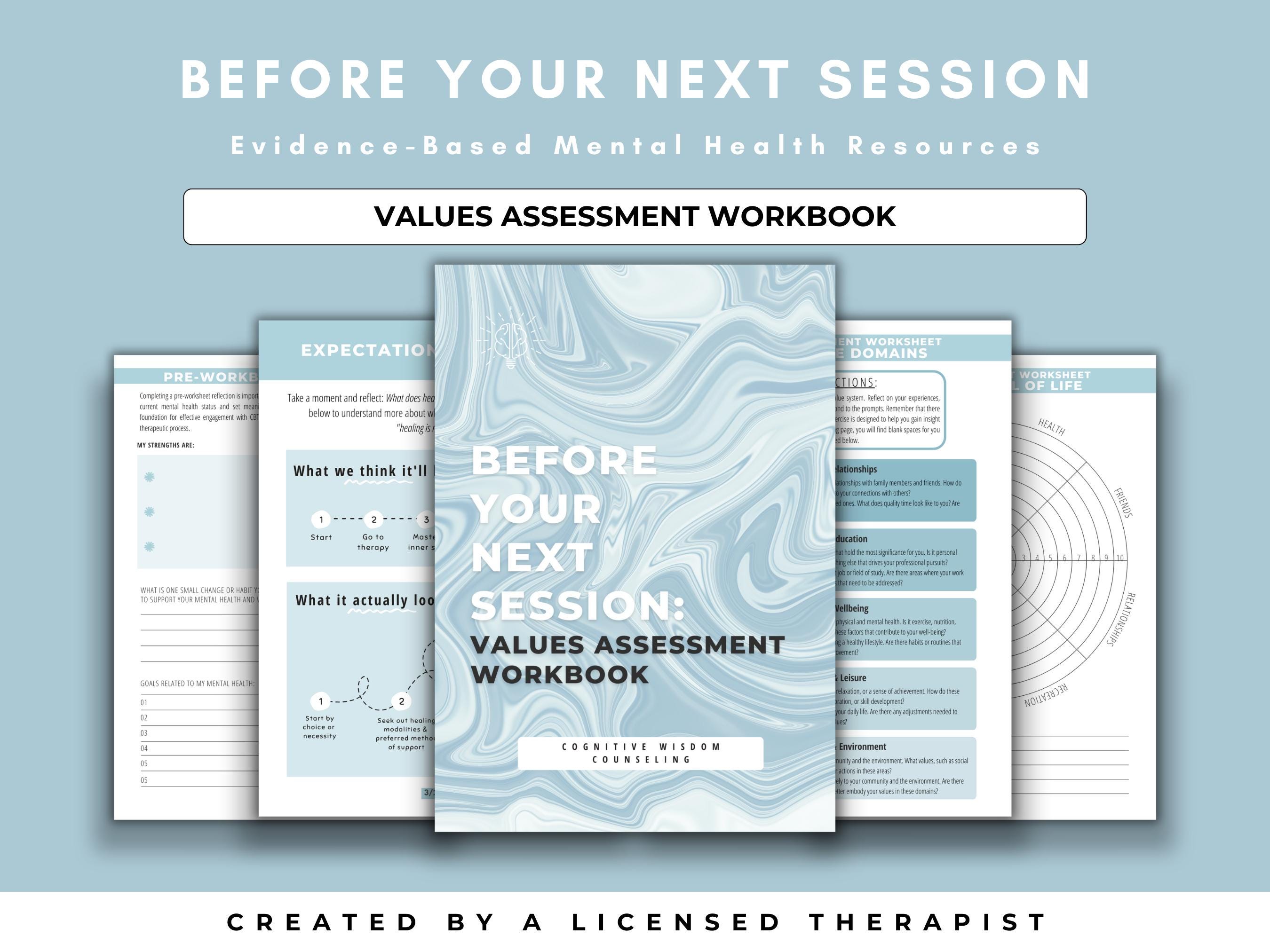 CBT Worksheets: Core Beliefs and Core Values Assessment, Therapy ...