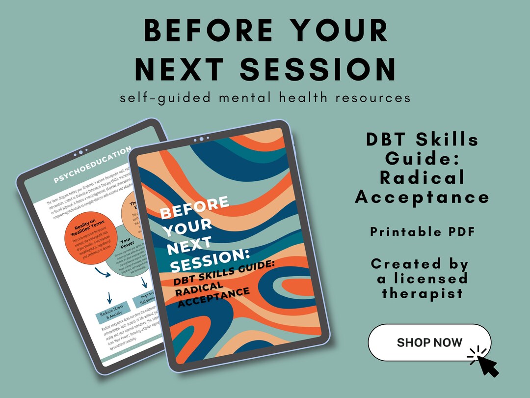 DBT Skills Guide Radical Acceptance Mental Health Workbook, Therapy ...