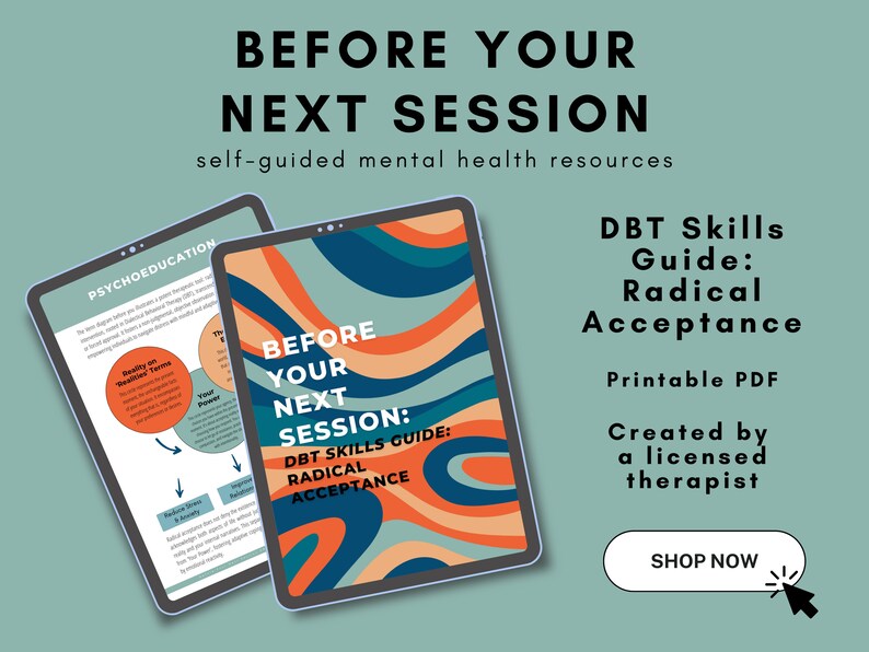 DBT Skills Guide Radical Acceptance Mental Health Workbook, Therapy ...