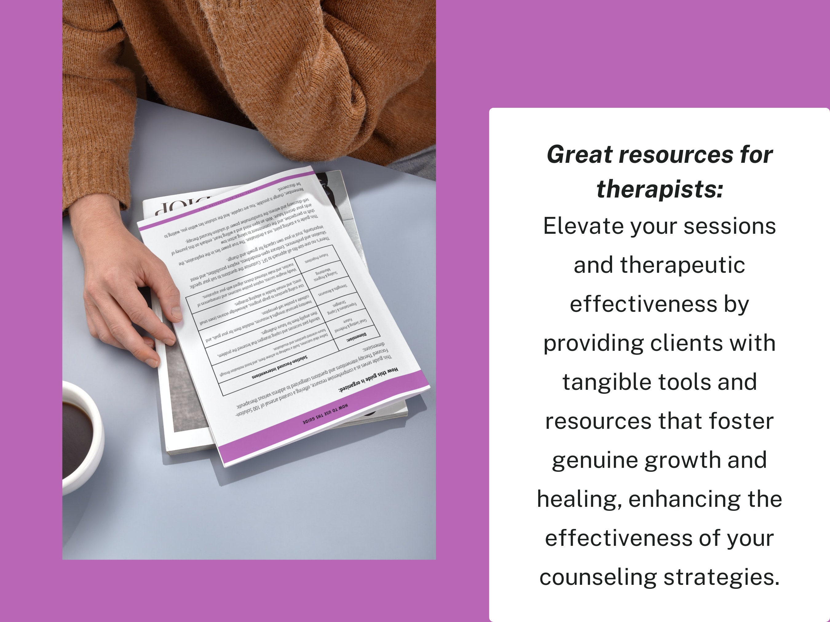 Solution Focused Therapy Question Guide, SFBT Therapy Worksheets ...