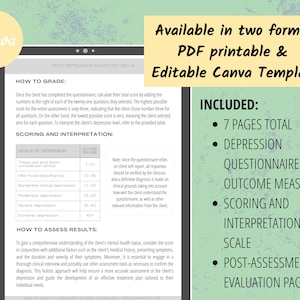 Depression Therapy Outcome Measures Screening Tool, BDI-2, Beck ...