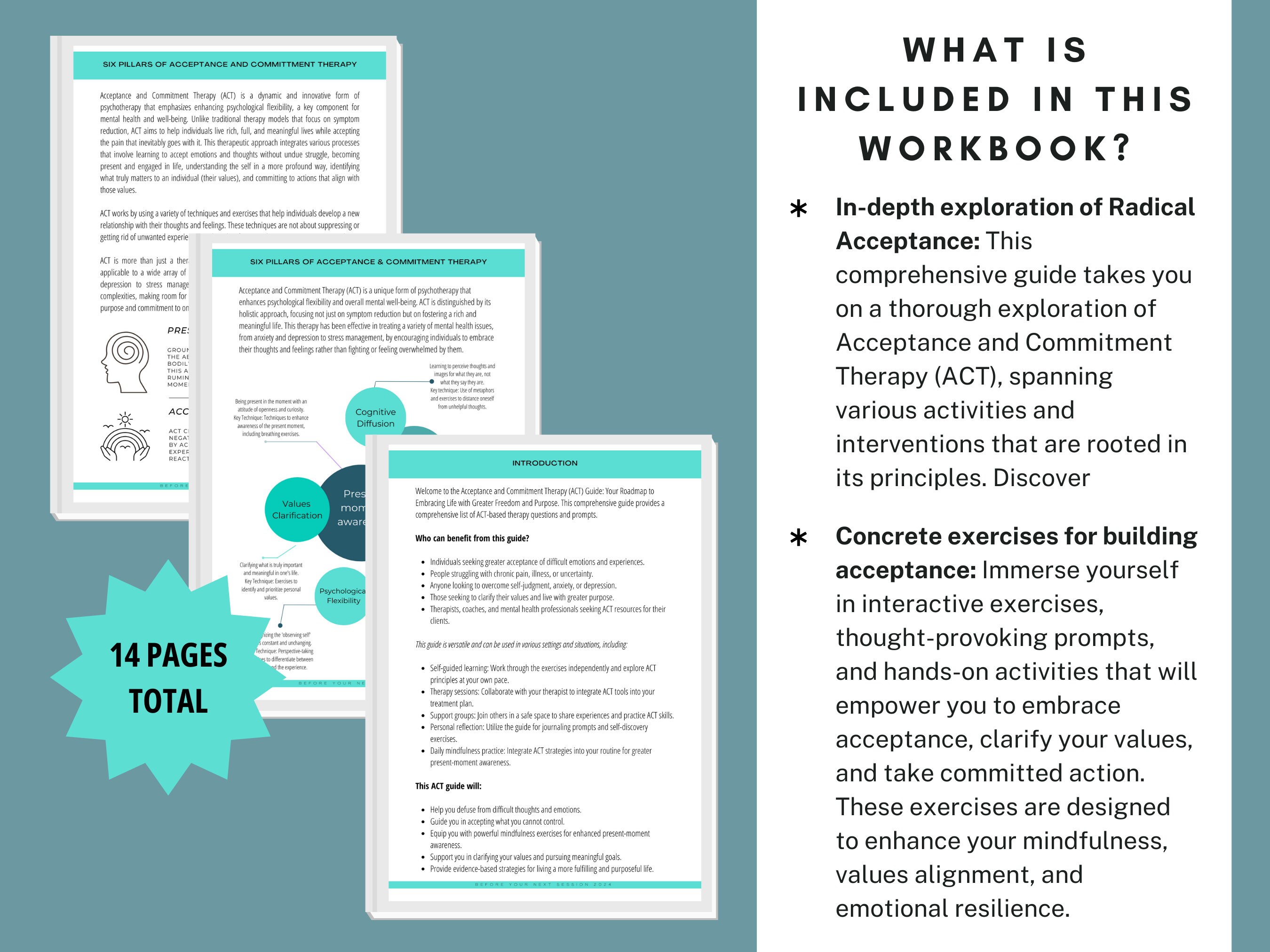 ACT Therapy Questions Guide, Acceptance and Commitment Therapy ...