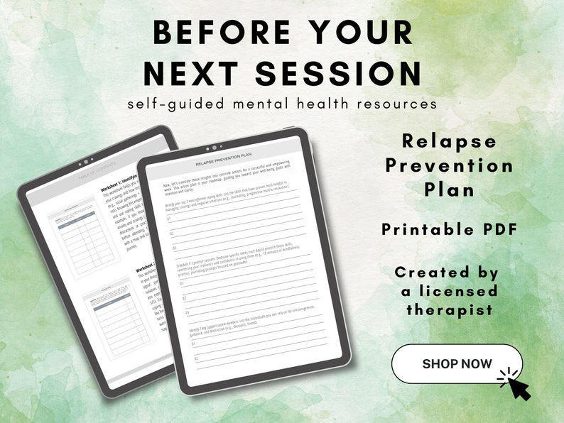 Addiction Recovery Relapse Prevention Plan, Therapy Worksheets ...