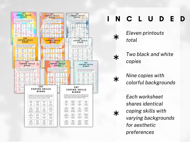 CBT Worksheets Coping Skills Bingo, School Counselor, Therapy Tool ...