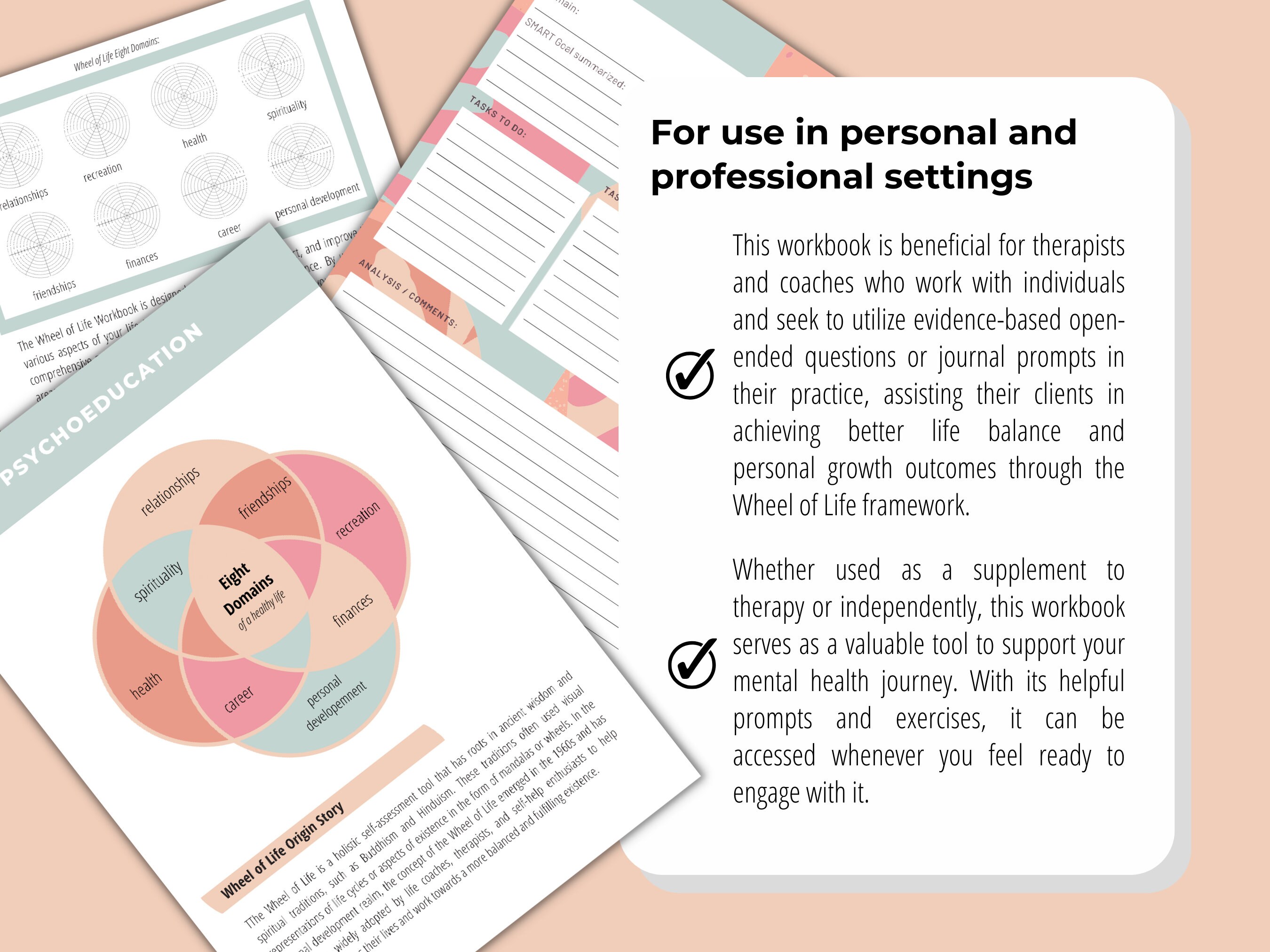 Personal Development Mental Health Workbook, Goal Setting, Life Domains ...