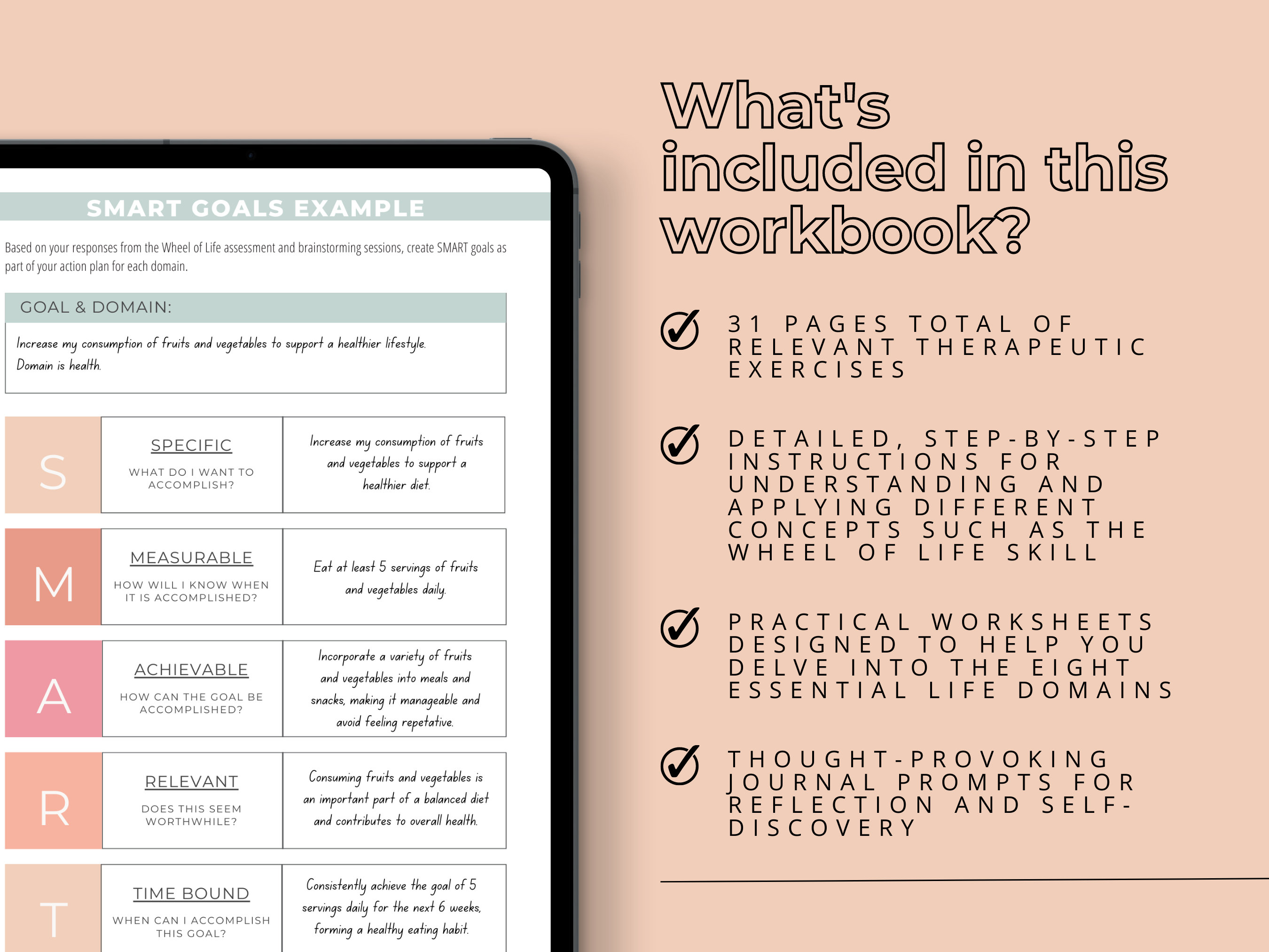 Personal Development Mental Health Workbook, Goal Setting, Life Domains ...