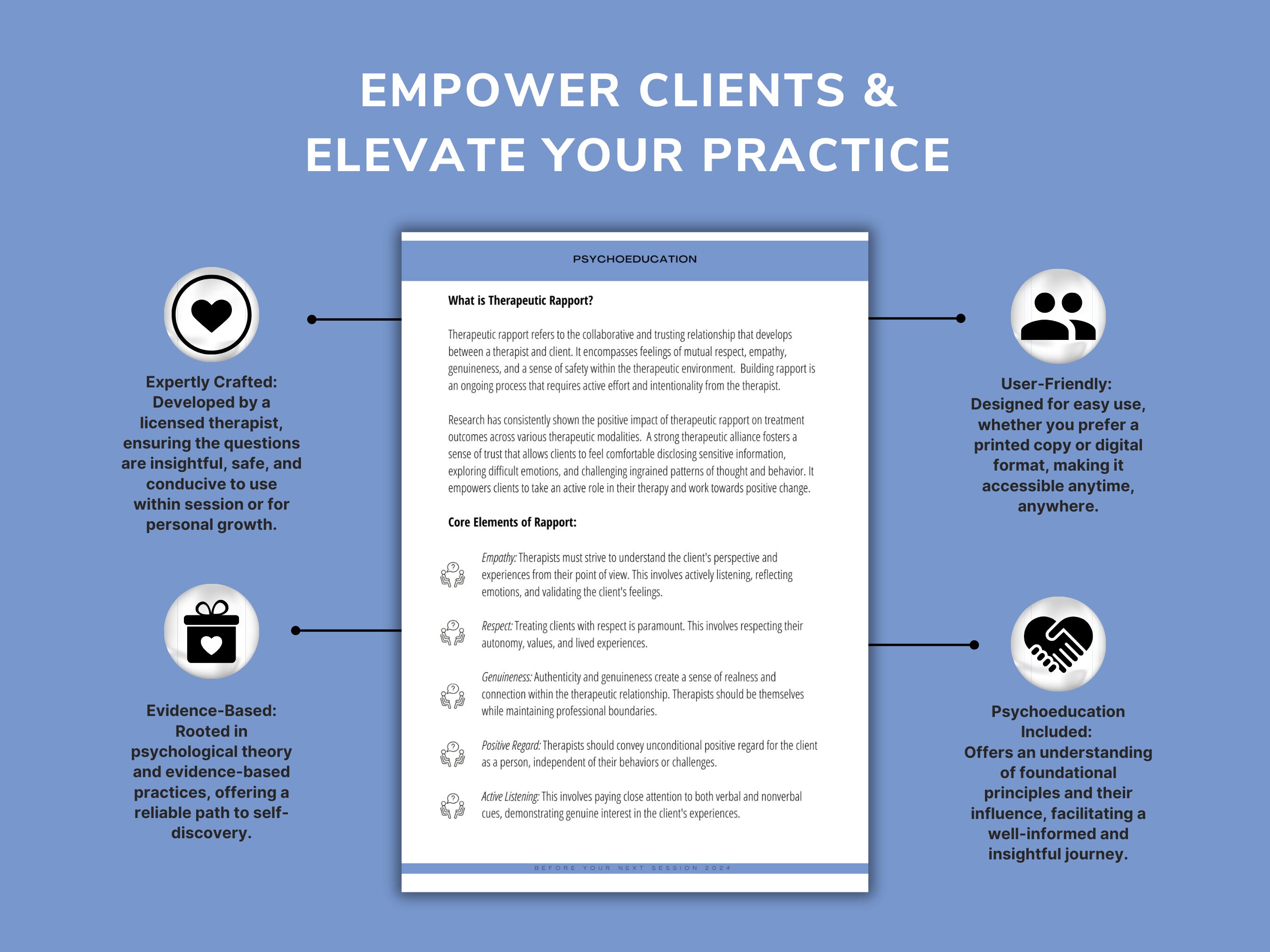 Rapport Building Therapy Questions Session Guide for School Counselor ...