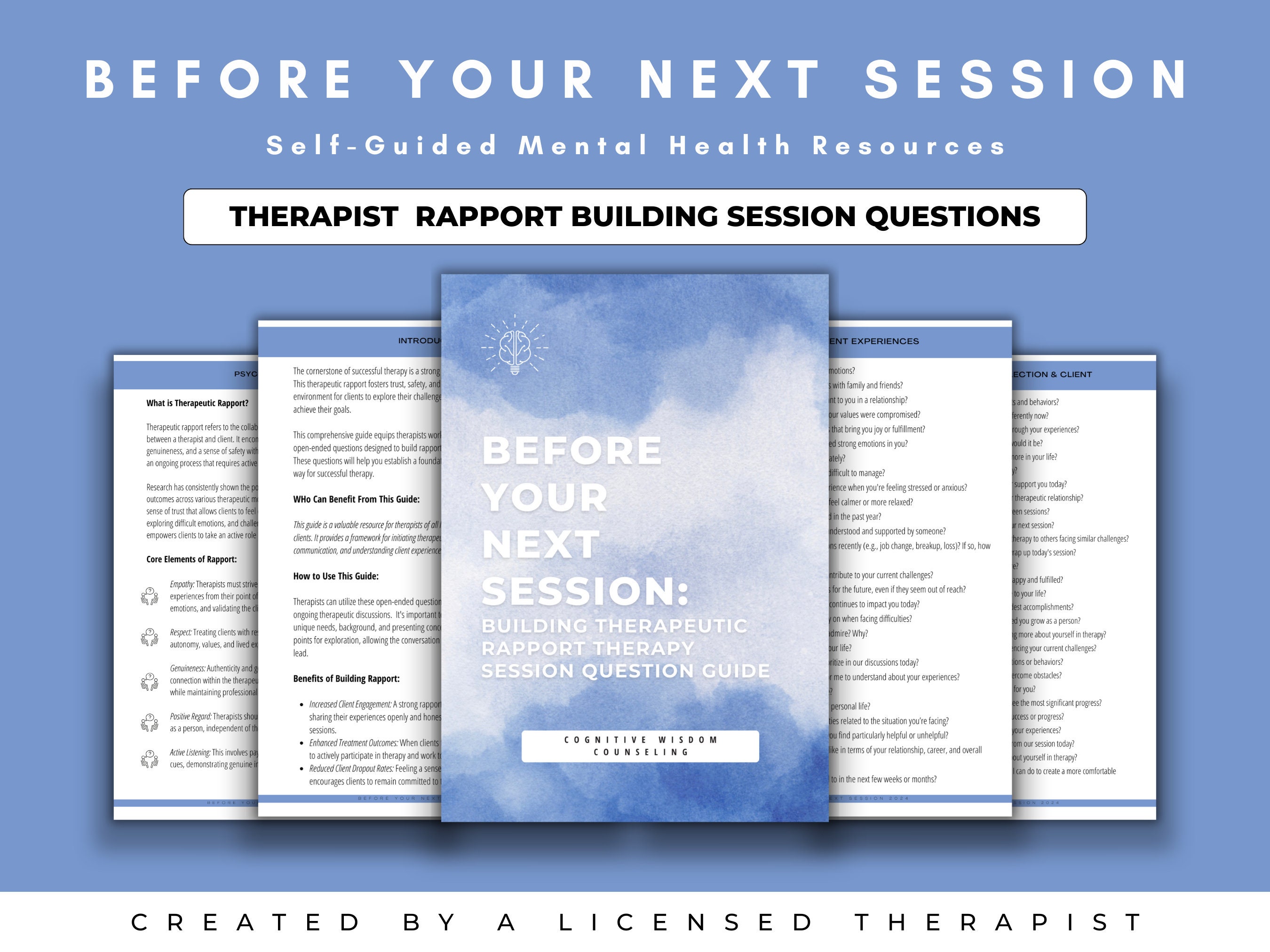 Rapport Building Therapy Questions Session Guide for School Counselor ...