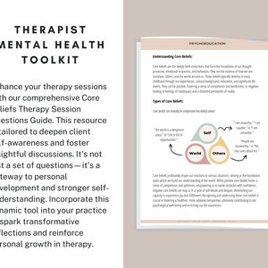 Core Beliefs Therapy Questions Session Guide, Therapy Tools for Counseling, Therapist Worksheet ...